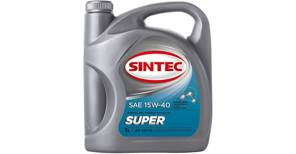 Масло SINTEC Супер SAE 15W-40 API SG/CD канистра 4л/Motor oil 4liter ...